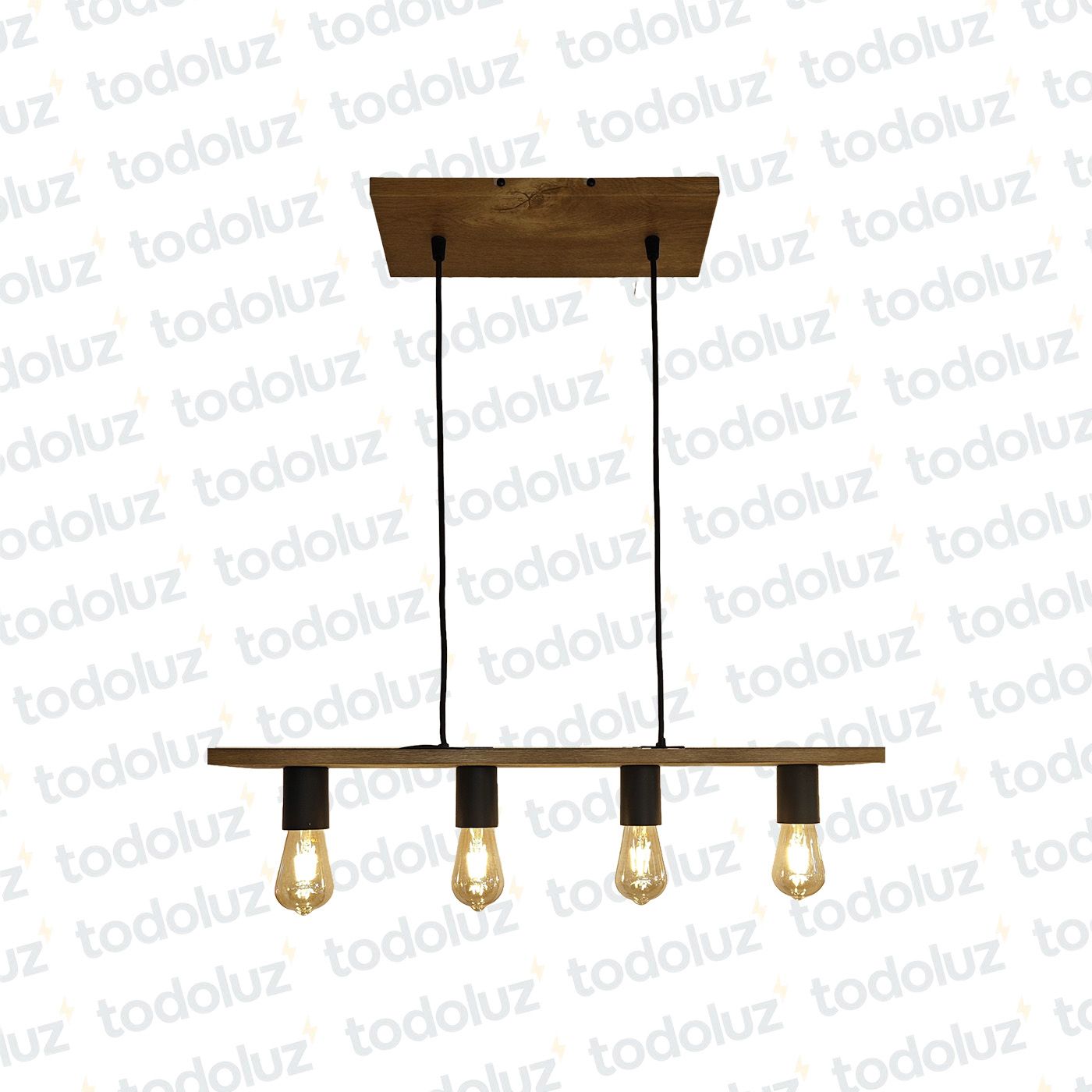 Colgante Barra Horizontal Metalico Marron Portalampara Negro 4*E27 (54. ...